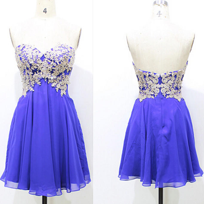 Ulass Royal Blue Appliques Chiffon Homecoming Dressesa Line Graduation Dresseshomecoming Dress